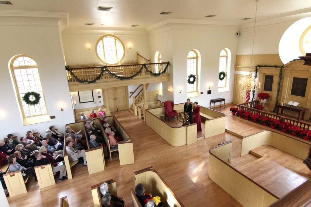 Are We There Yet Colonial Christmas American Village Chapel decorated ...